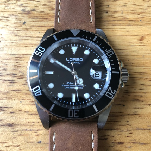 Loreo | Accessories | New Brown Leather Strap Watch With Black Dial And ...